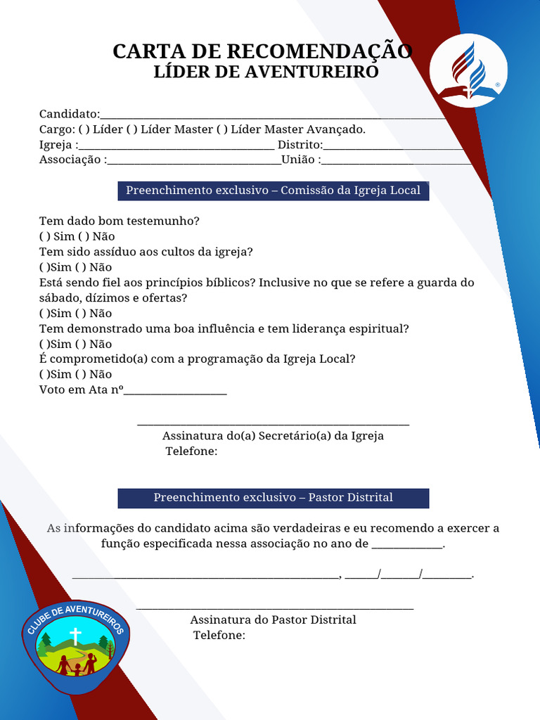 Carta de Recomendacao Líder Avt DBV Ja | PDF