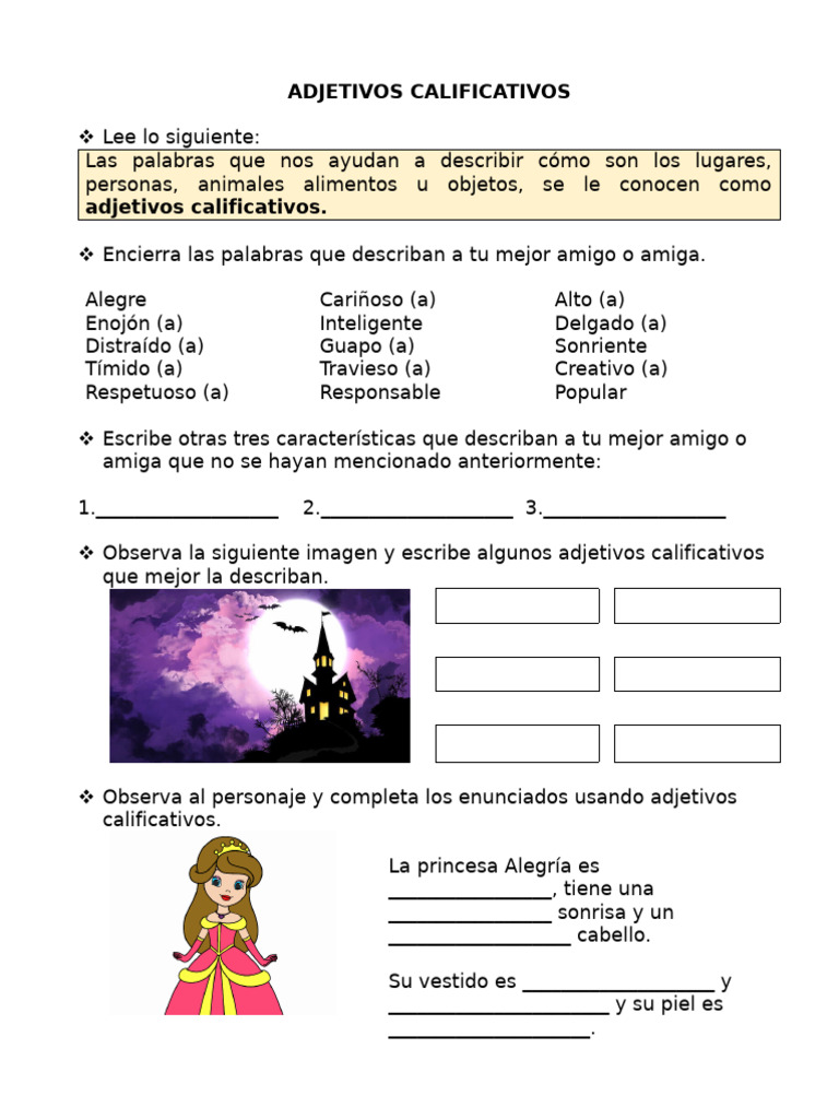 Adjetivos Calificativos | PDF
