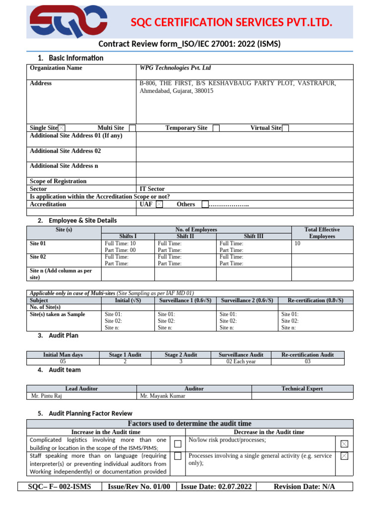 SQC-F-002_Contract Review-ISMS | PDF