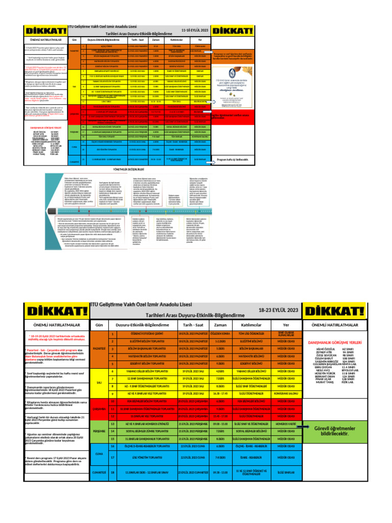 Lise Haftalik Is Akis 2023 24... - 7 | PDF