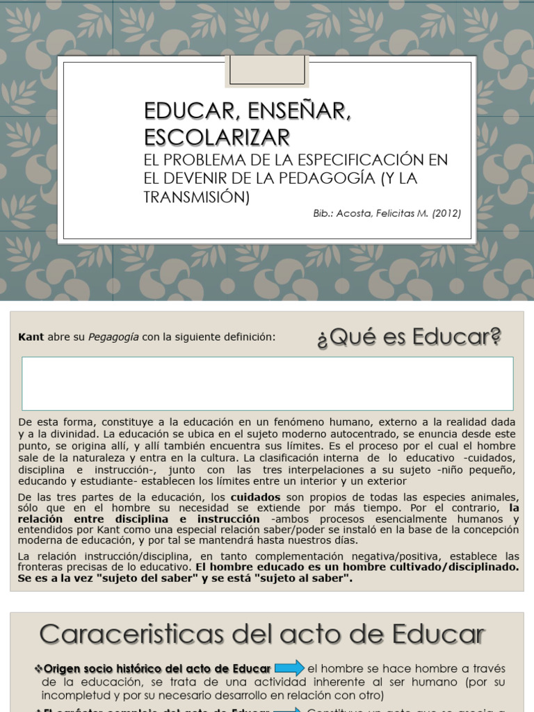Educar, Enseñar, Escolarizar | PDF