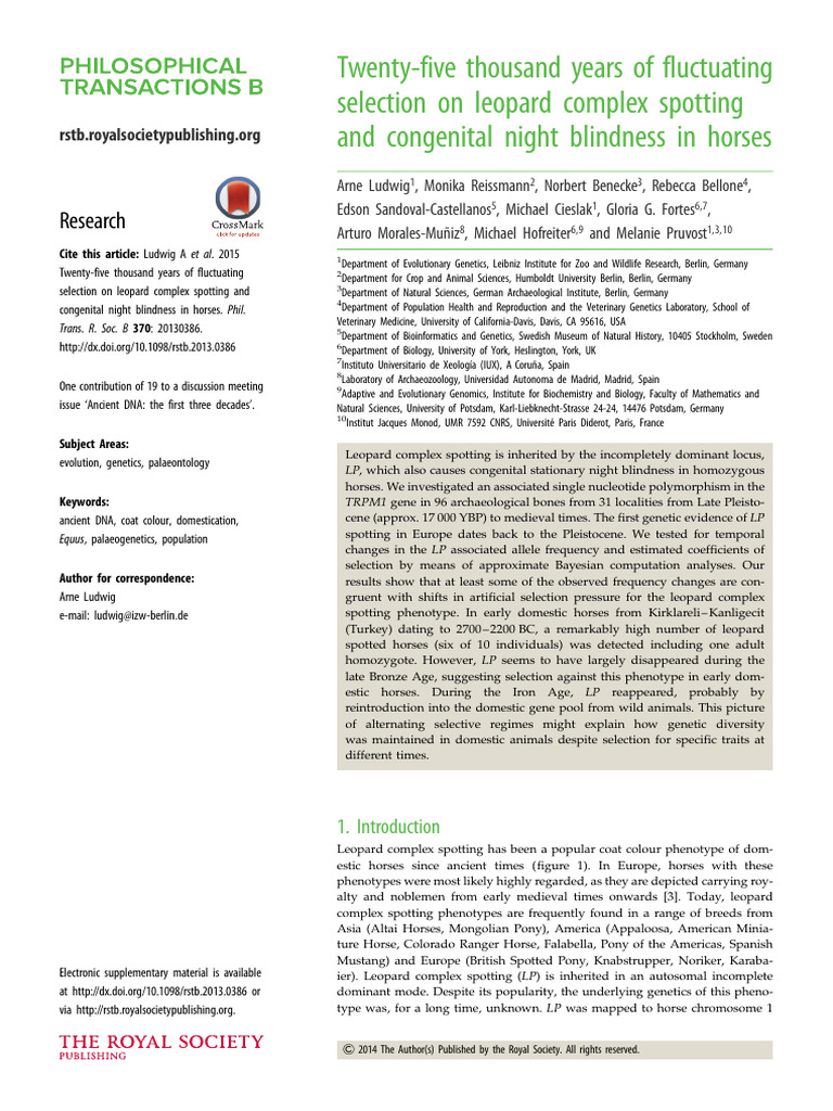 Twenty-Five Thousand Years of Fluctuating Selection On Leopard Complex ...