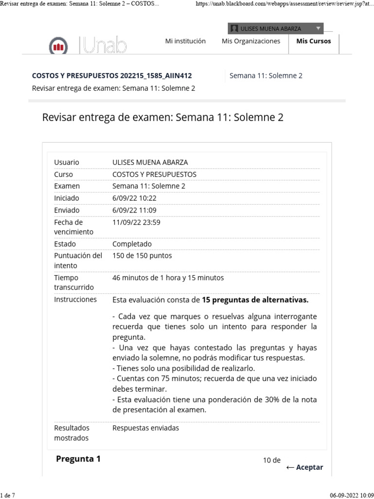 Revisar Entrega de Examen Semana 11 Solemne 2 COSTOS... | PDF | Presupuesto | Depreciación