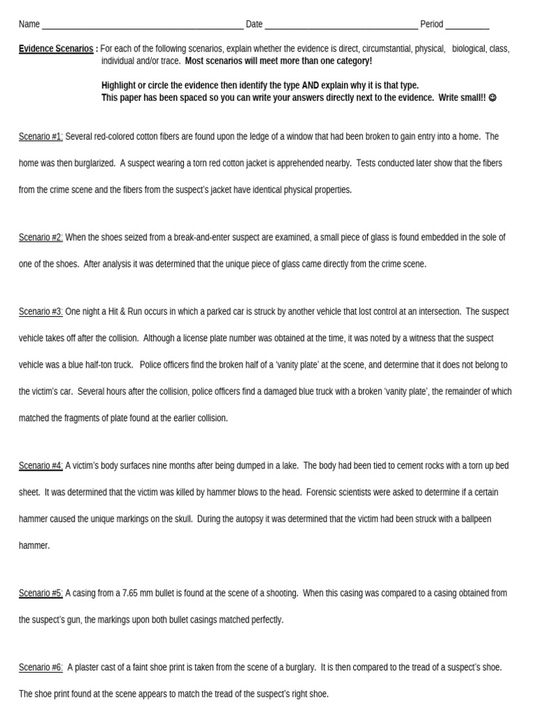 Evidence Scenarios | PDF