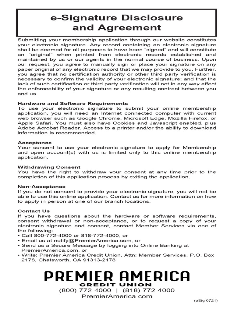 E Signature Disclosure | PDF