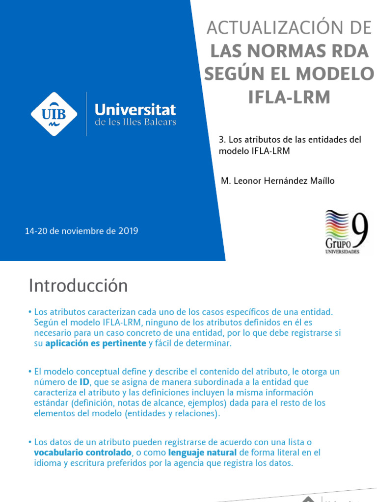 LOS ATRIBUTOS DE LAS ENTIDADES DEL MODELO IFLA-LRM | PDF