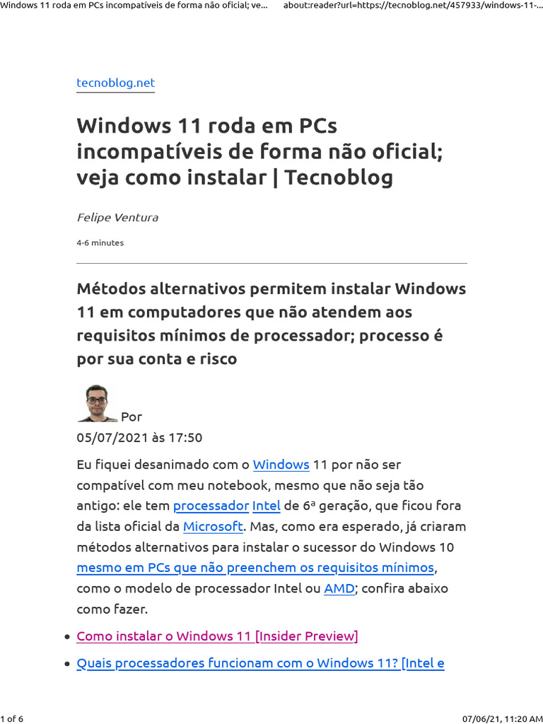 Technoblog - W11 Como Instalar | PDF