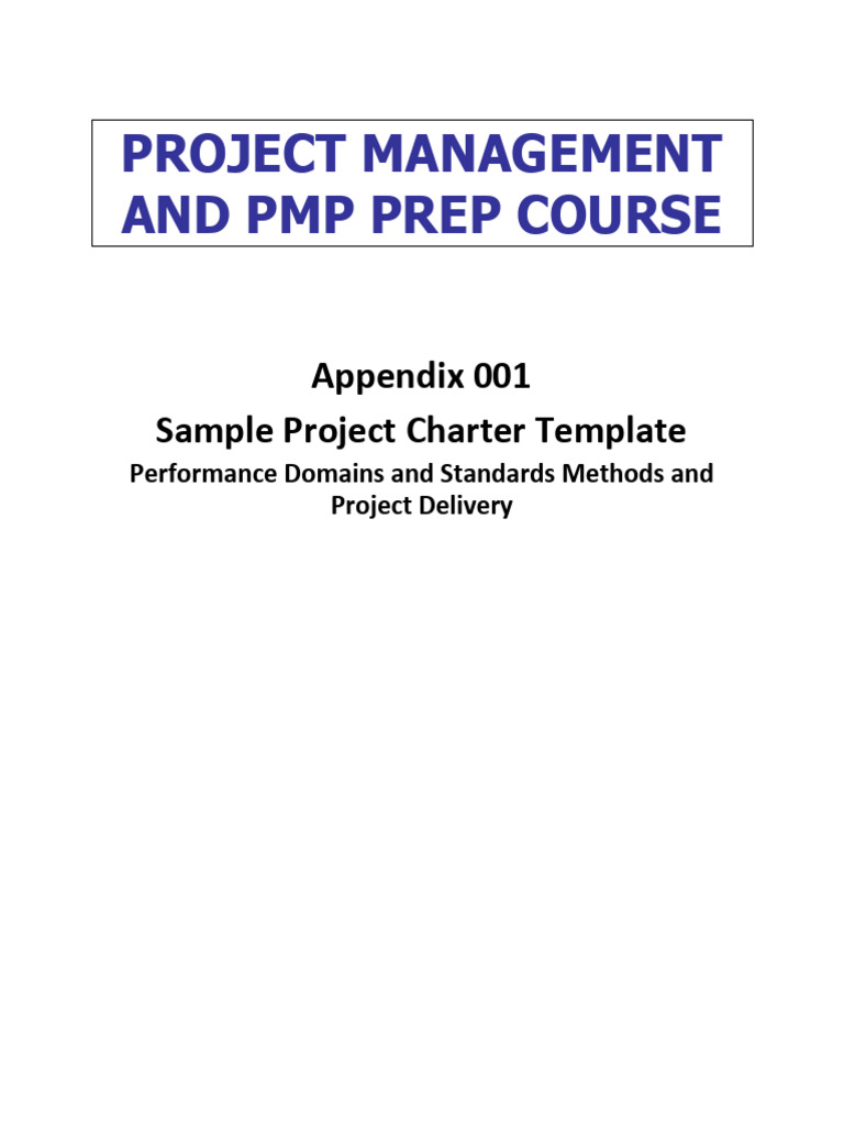 Appendix 001 - Sample Project Charter Template | PDF