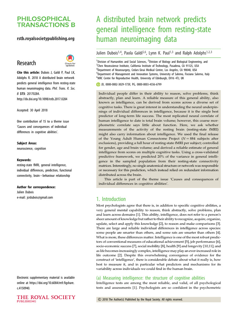6 - A Distributed Brain Network Predicts General Intelligence From ...