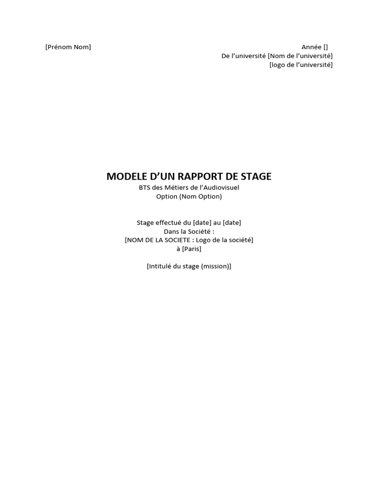 Modele d’Un Rapport de Stage | PDF