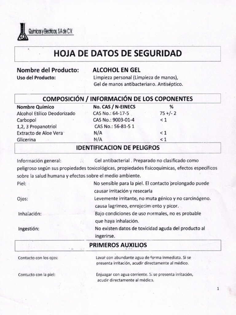 Msds Gel Antibacterial03092020 | PDF