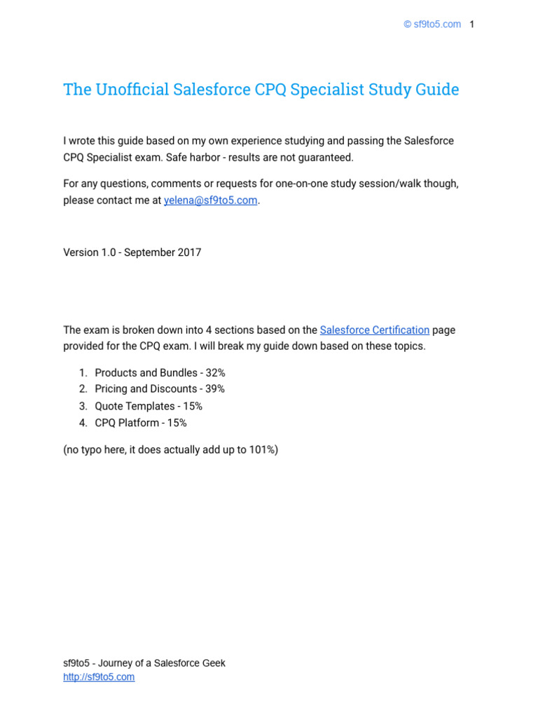 The Unofficial Salesforce CPQ Specialist Study Guide4 | PDF | Pricing ...