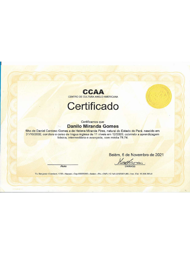 Certificado CCAA | PDF