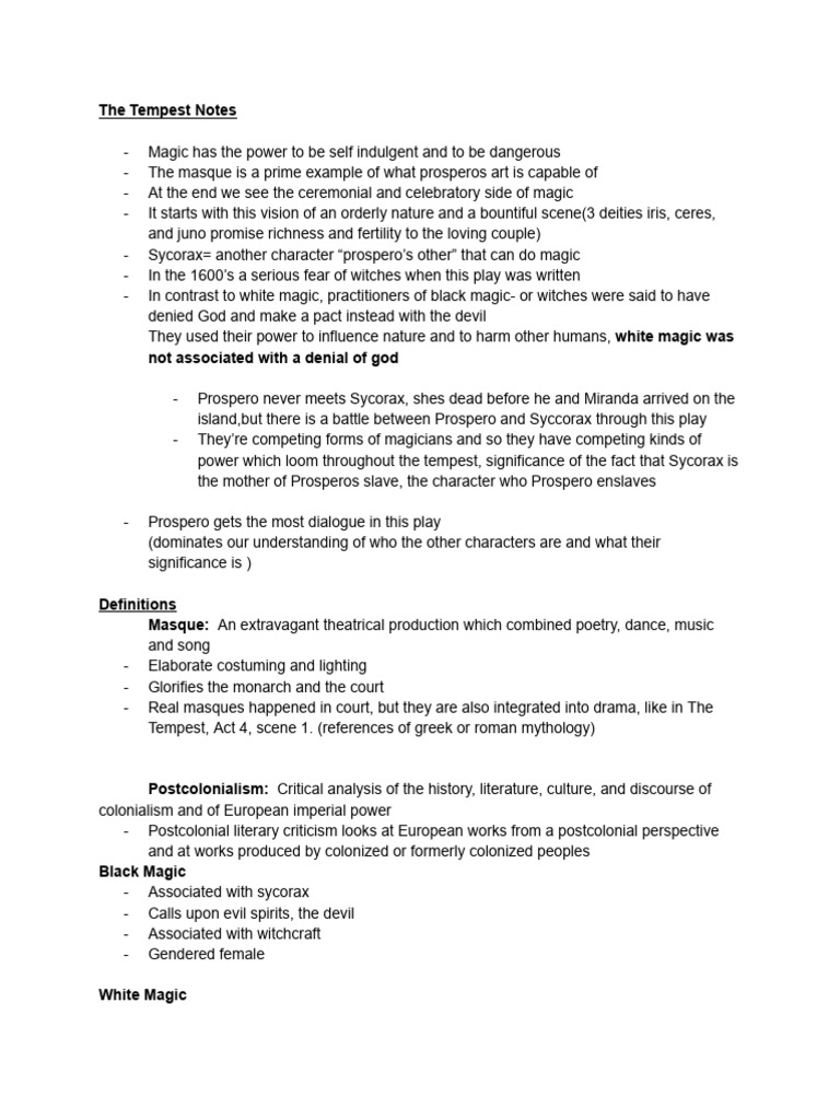 The Tempest Notes 2021 | PDF