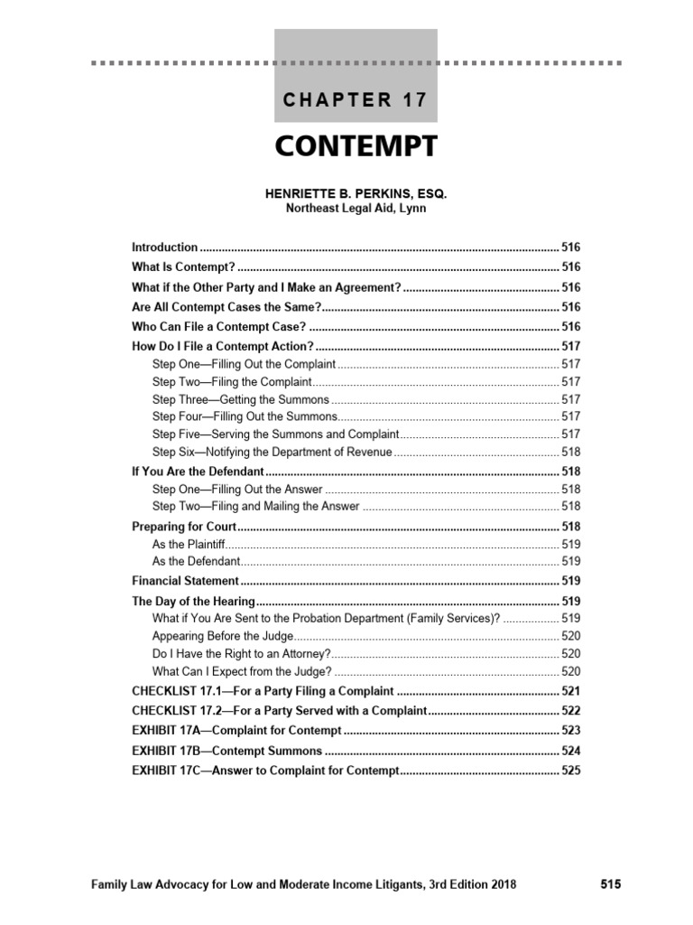 Chapter 17 - Contempt | PDF | Complaint | Contempt Of Court