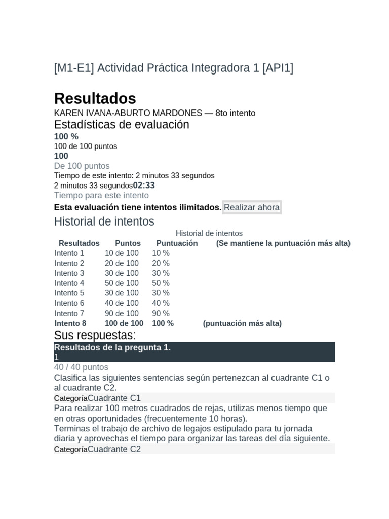 (M1-E1) Actividad Práctica Integradora 1 (API1) ORGANIZACIÓN DEL TIEMPO Y DEL TRABAJO | PDF ...