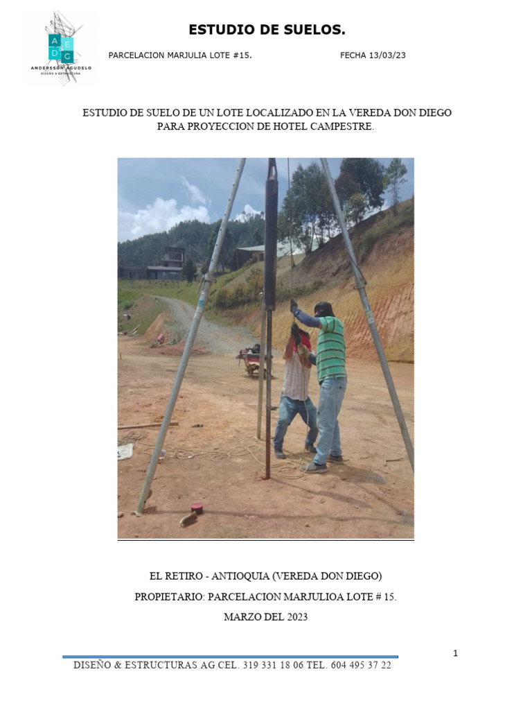 Estudio de Suelo Parcelacion Marjulia Reserva Ph. Lote15 | PDF