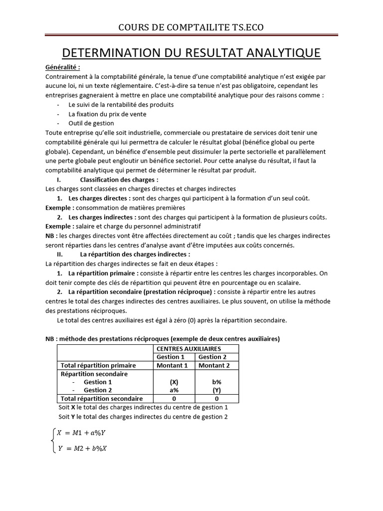 Determination Du Resultat Analytique-1 | PDF