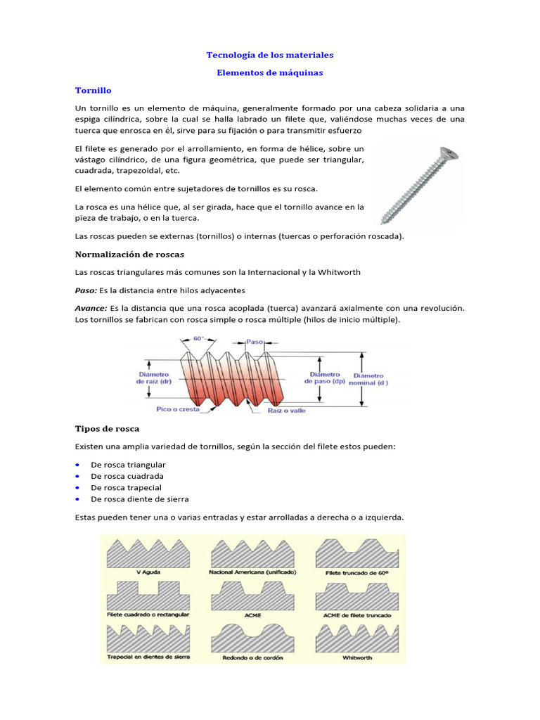 Tecnología de Los Materiales1 | PDF | Tornillo | Remache