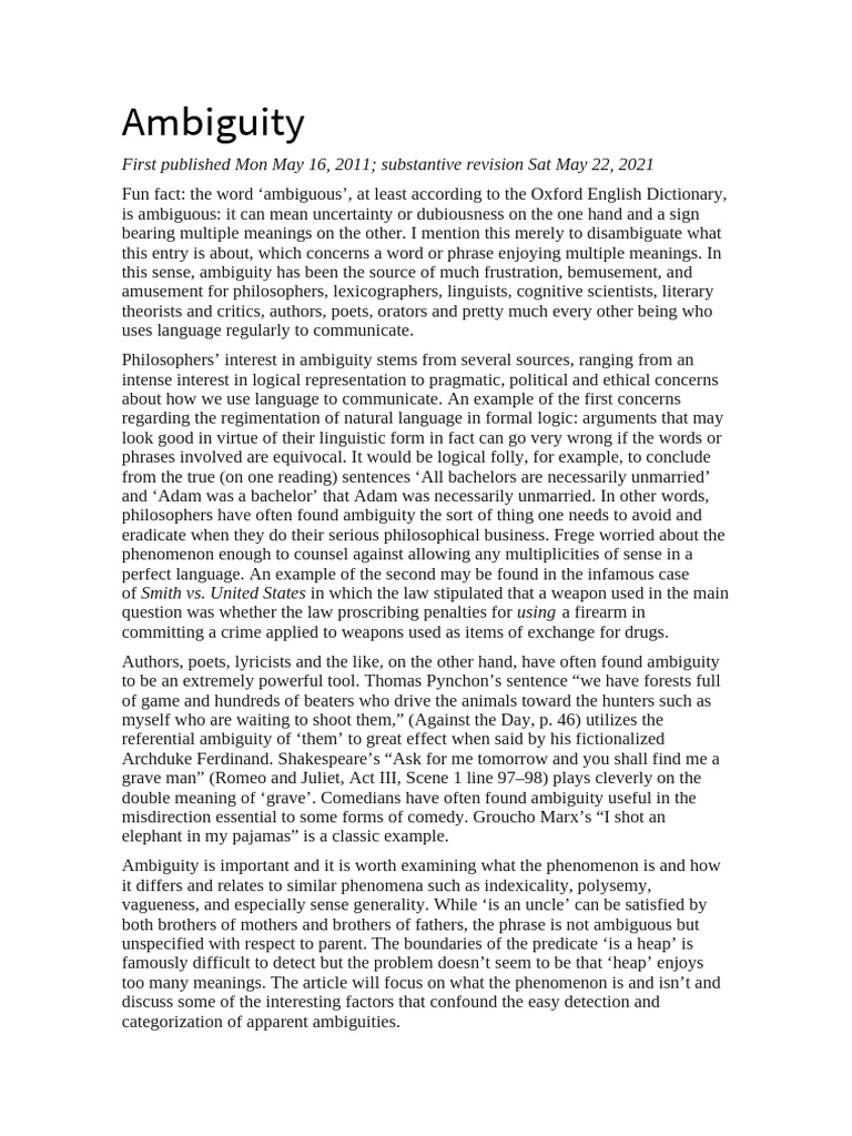 Ambiguity | PDF