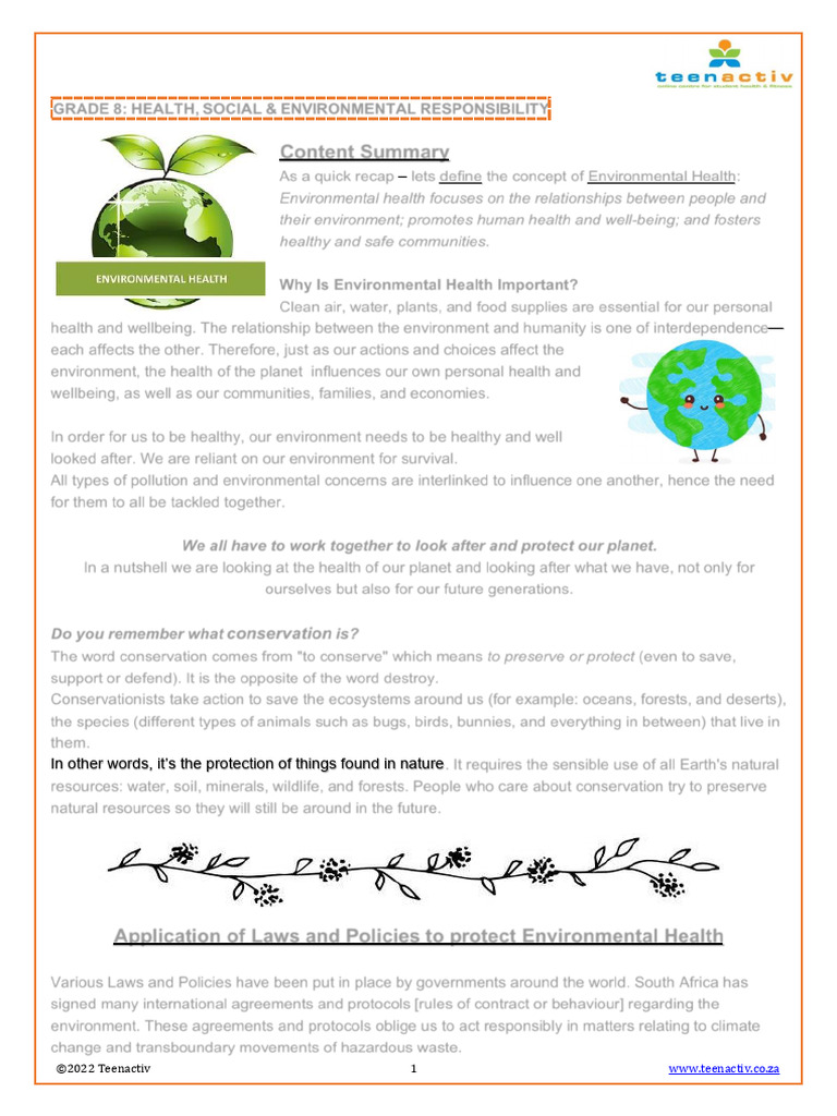 Grd 8 Healthy Environment | PDF