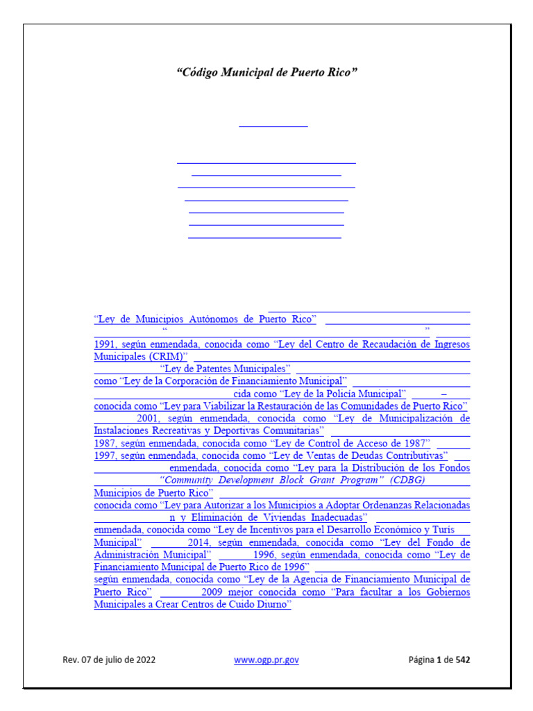 Código Municipal de Puerto Rico | PDF
