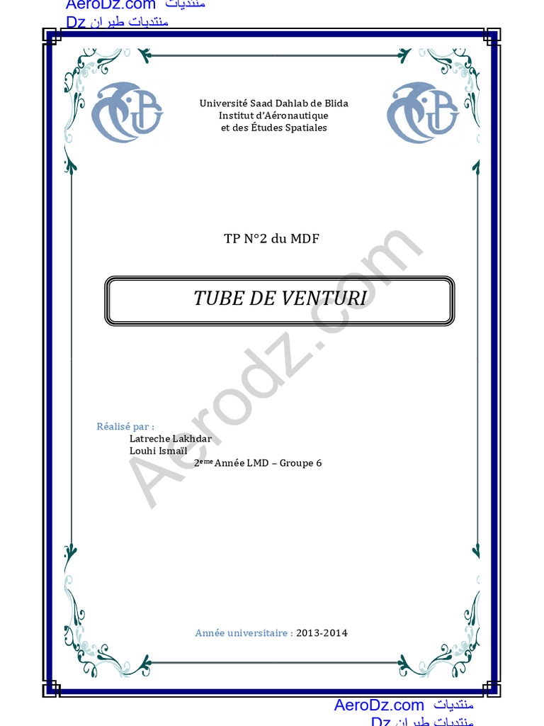 Tube de Venturi: TP N°2 Du MDF | PDF