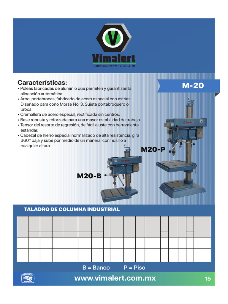 Ficha Taladro M-20 | PDF
