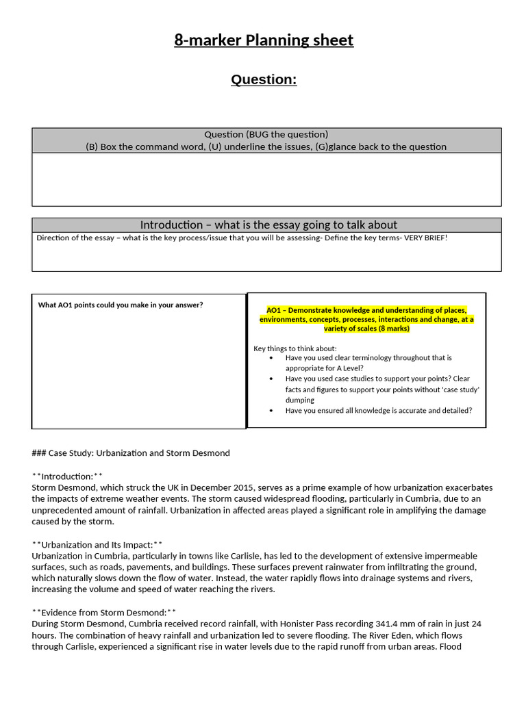 8 Marker Plan (Year 12) | PDF
