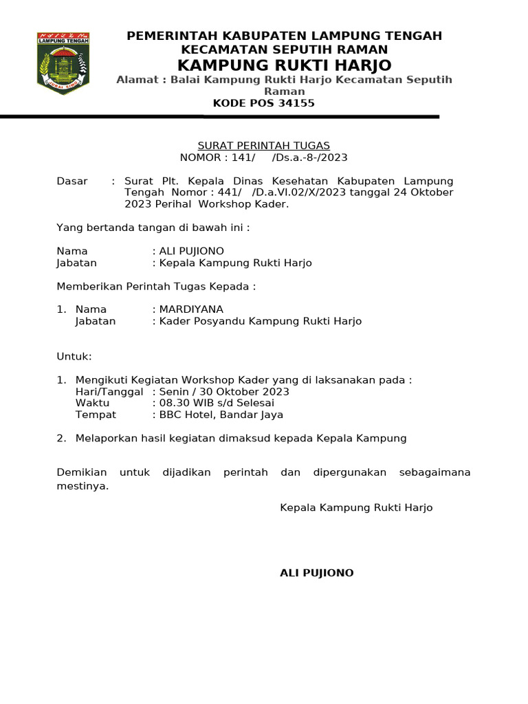 Contoh SPT - SPPD | PDF