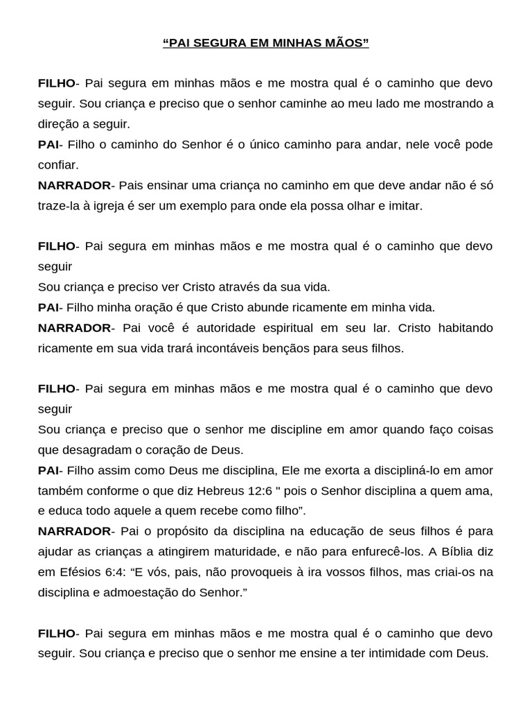 PAI SEGURA AS MINHAS MÃOS | PDF