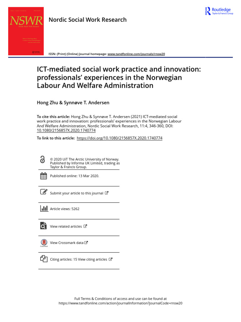 ICT-mediated Social Work Practice and Innovation Professionals ...