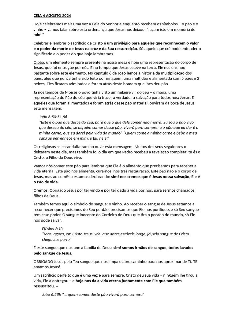 Ceia 4 Agosto 2024 | PDF