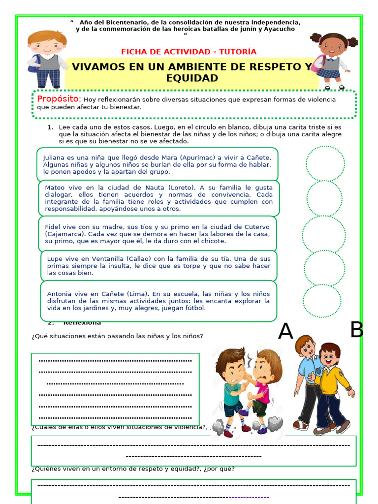 Ficha-Tut-Vivamos en Un Ambiente de Respeto y Equidad - Q | PDF