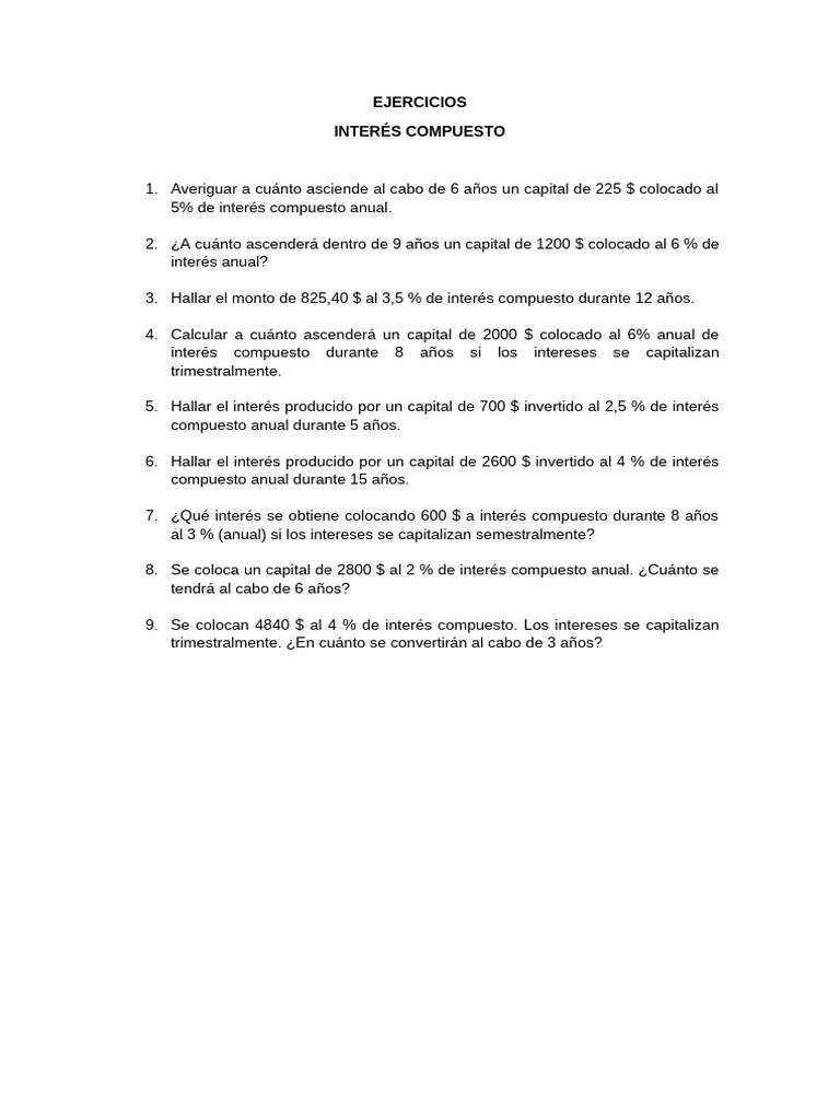 Enunciado Practica Interes Compuesto | PDF