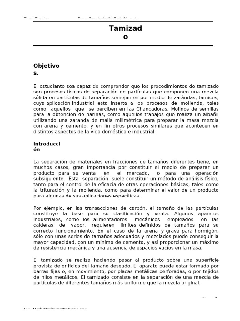2. Tamizado. Importancia del tamizado | PDF