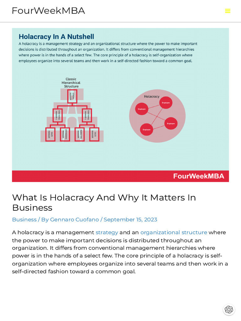 What Is Holacracy and Why It Matters in Business - FourWeekMBA | PDF