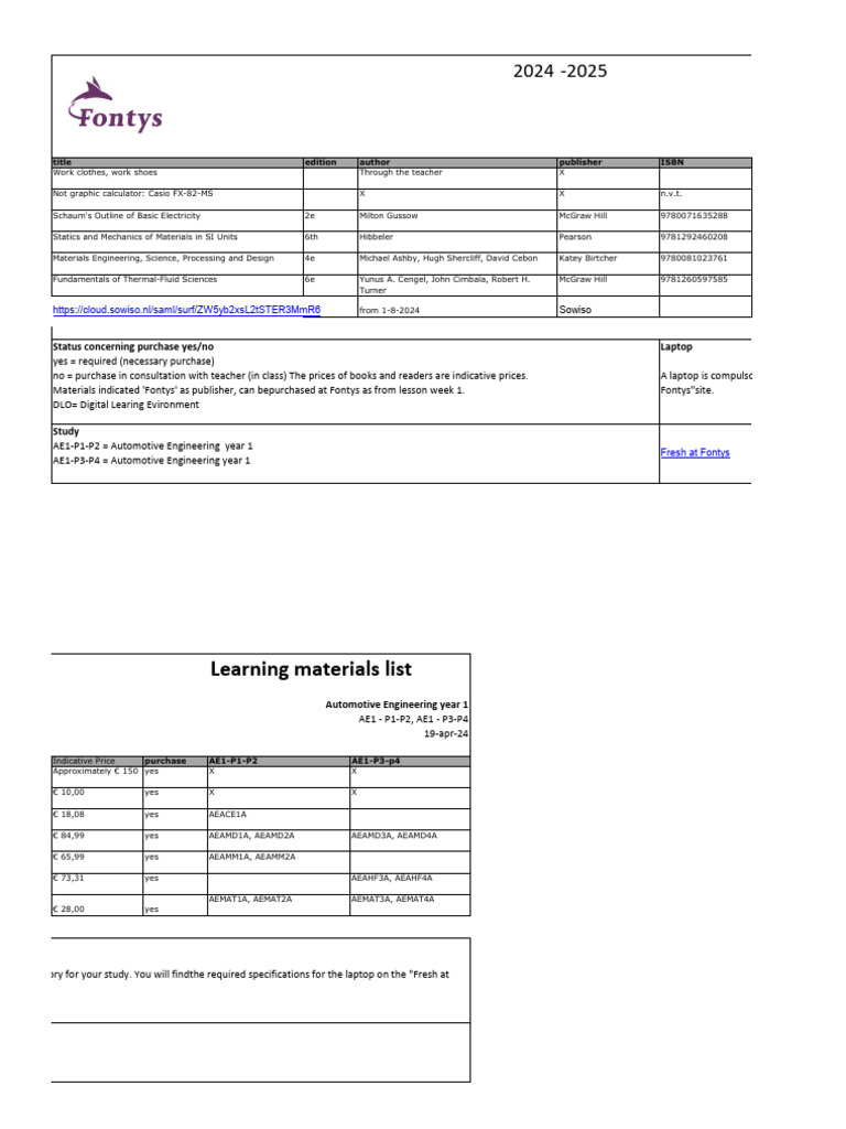 A 2425 Automotive Engineering Year 1 | PDF
