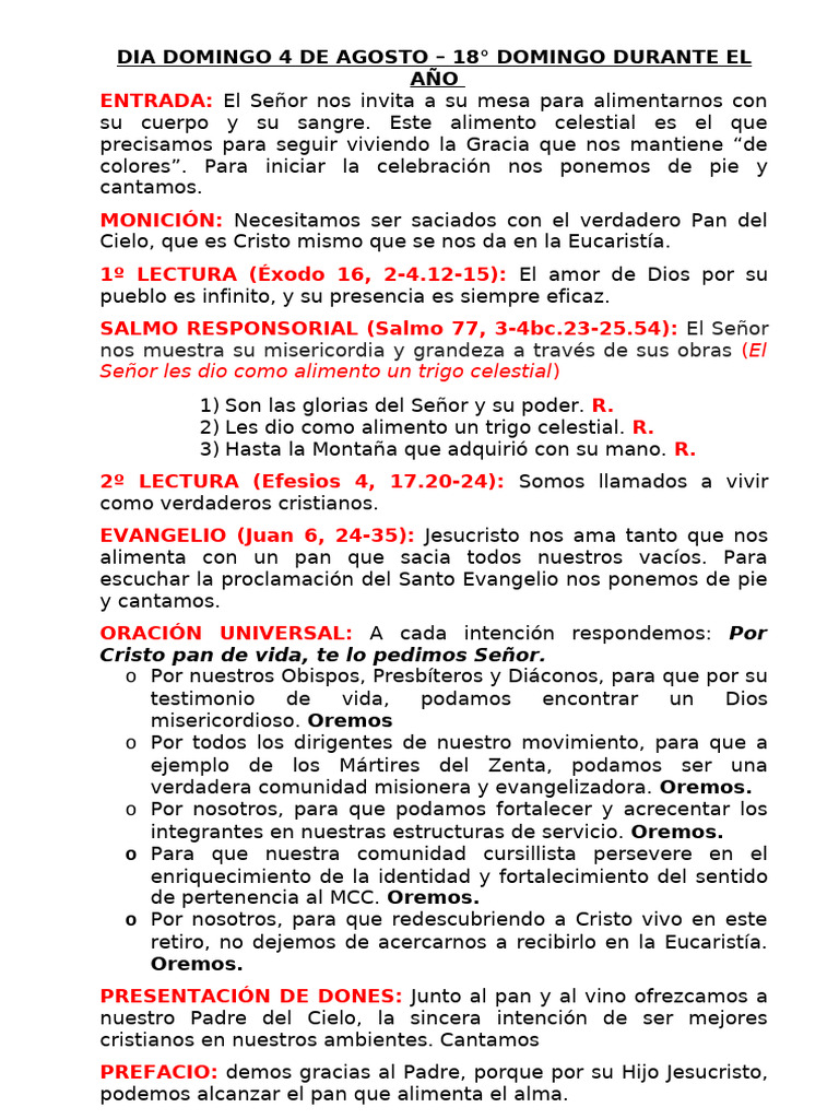 Guión JMCC 34 - Domingo | PDF