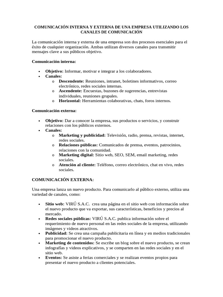 comunicación externa e interna | PDF