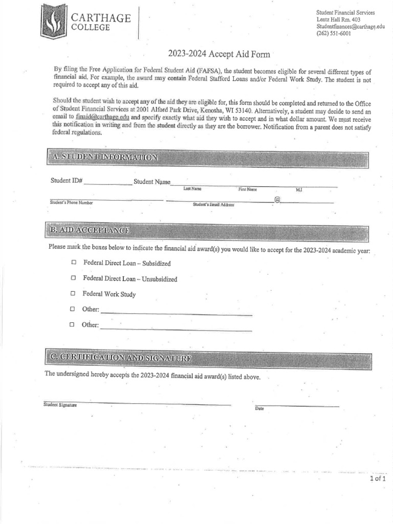 Accept Aid Form | PDF