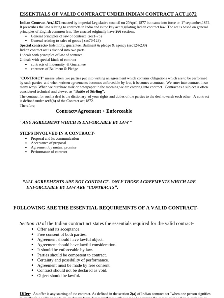 Essentials of Valid Contract | PDF