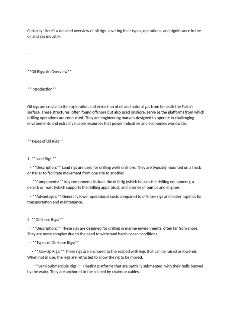 Introduction To Oil Rigs | PDF