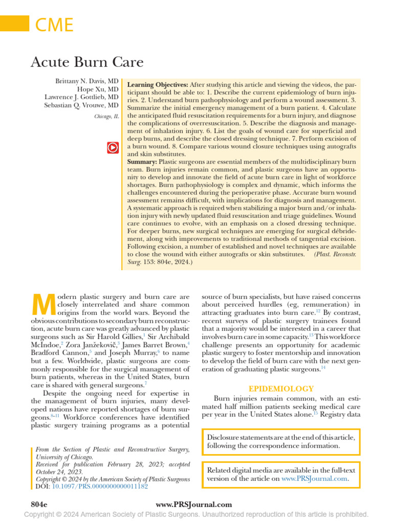 Acute Burn Care | PDF