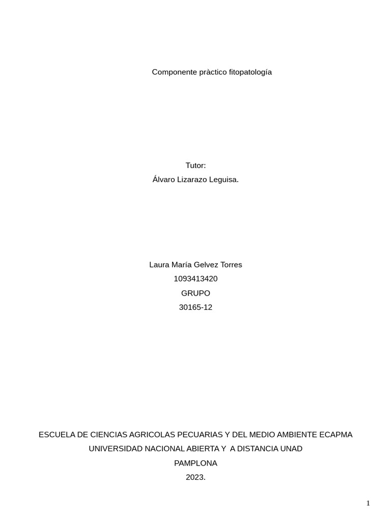 Componente Practico Fitopatologia | PDF