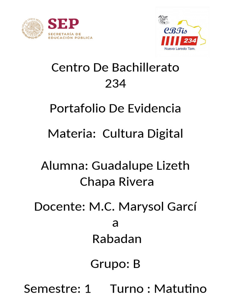 Portada Cbtis 234 | PDF