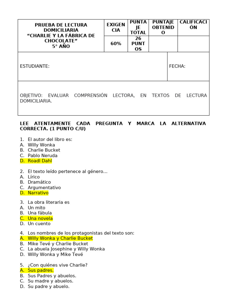 Charlie y La Fábrica de Chocolate | PDF