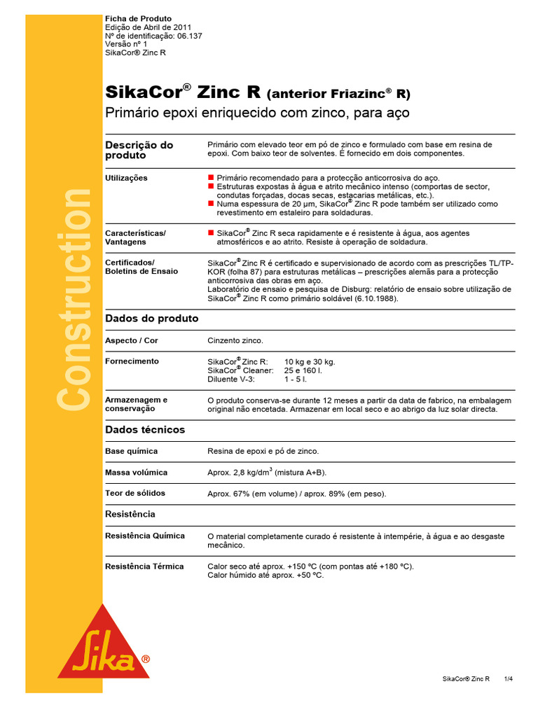 SikaCor Zinc R - 06.137 | PDF