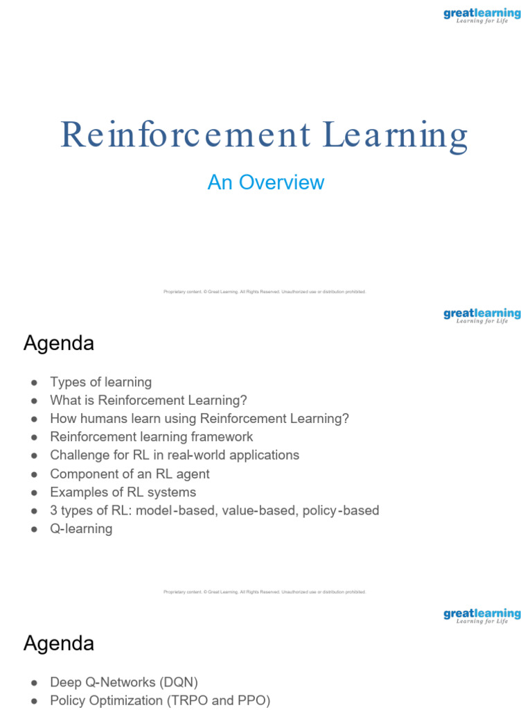 Intro to Reinforcement Learning | PDF