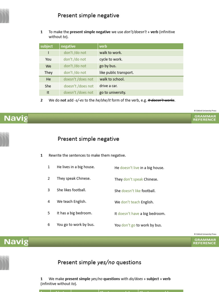 Present Simple Negative | PDF